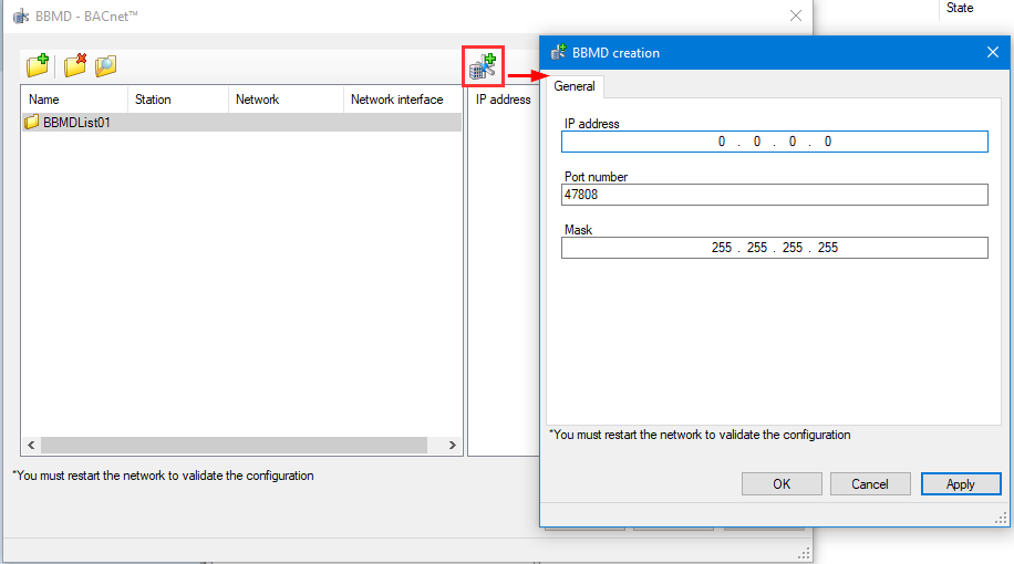 BACnet BBMD configuration
