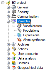 Managing variables using the application explorer