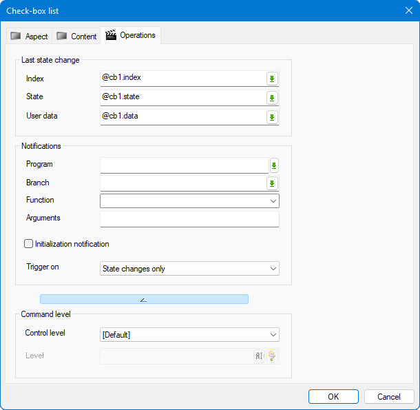 Linking variables to a form control