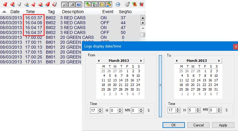 Sorting the contents of the Log Viewer by column