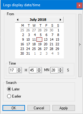 Using the Log Viewer time filter