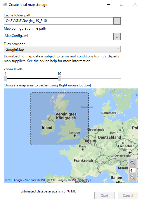 Using the map cache creator