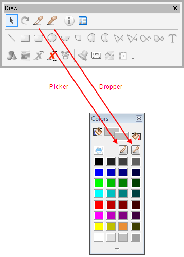 Using the Color Picker and Dropper tools