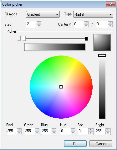 Selecting a gradient color