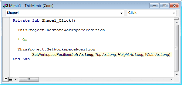 Controlling The Workspace Using Vba Pcvue Pcvue