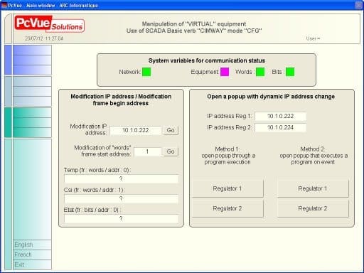 Virtual Equipment plus CIMWAY mode CFG project - PcVue PcVue