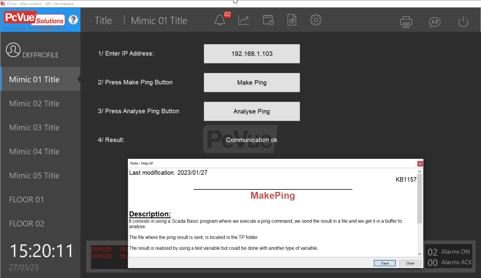 How to make a Ping command and use the result in PcVue? - PcVue PcVue