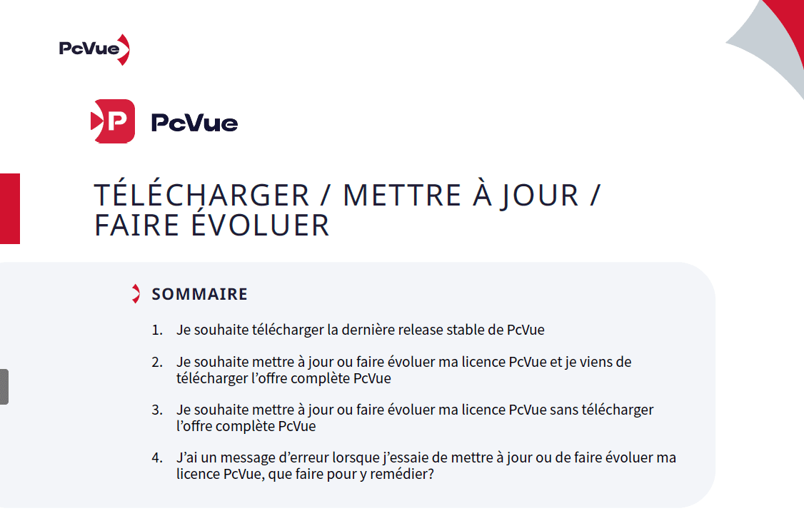 Instructions de téléchargement PcVue - PcVue PcVue