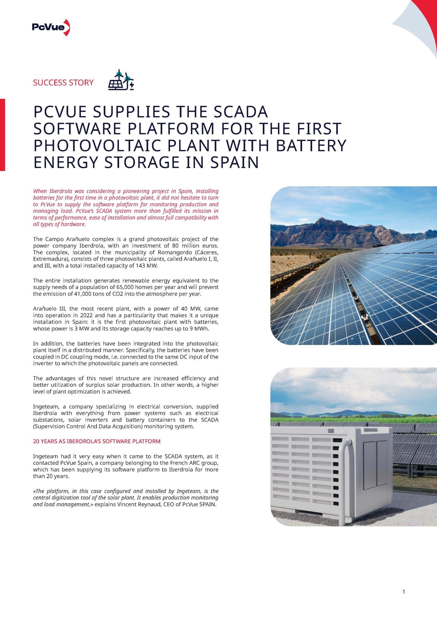 PcVue SUPPLIES THE SCADA SOFTWARE PLATFORM FOR THE FIRST PHOTOVOLTAIC PLANT WITH BATTERY ENERGY ...
